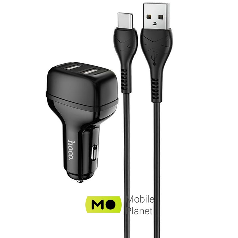 АЗП Hoco Z36 (2USB / 2.4A) + Type-C (Чорний) (00000040074_1) купити у ...